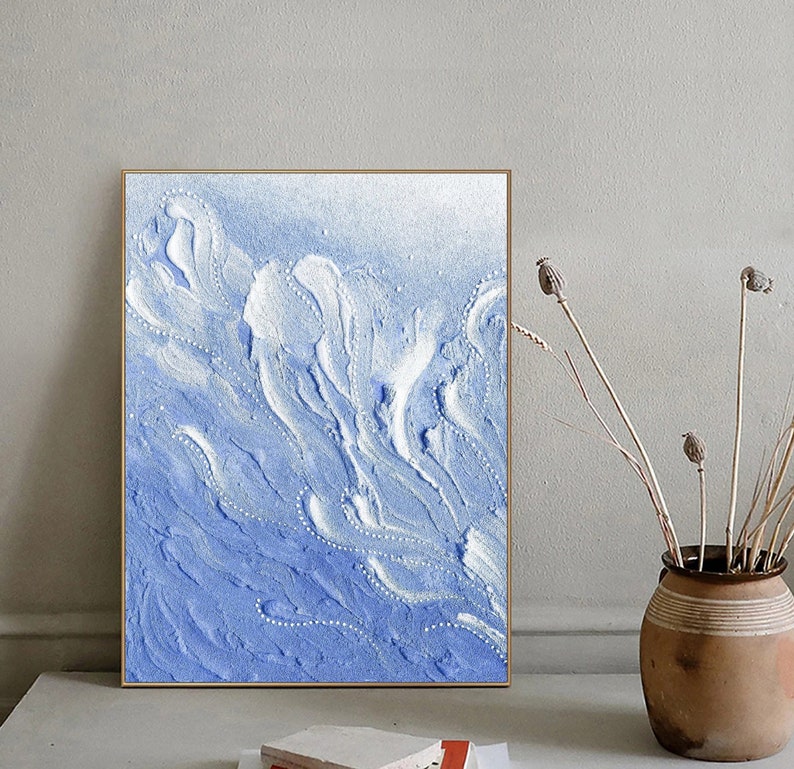 Original Blue Abstract Painting,blue Textured Painting,blue Painting,3d ...