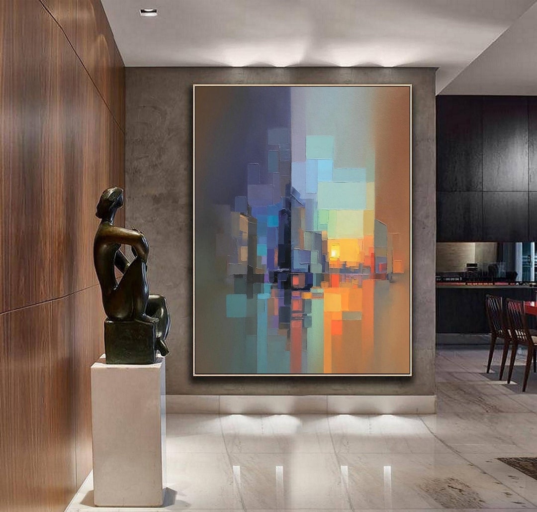 Large Color Abstract Painting Original Modern Color Wall Art Framed ...