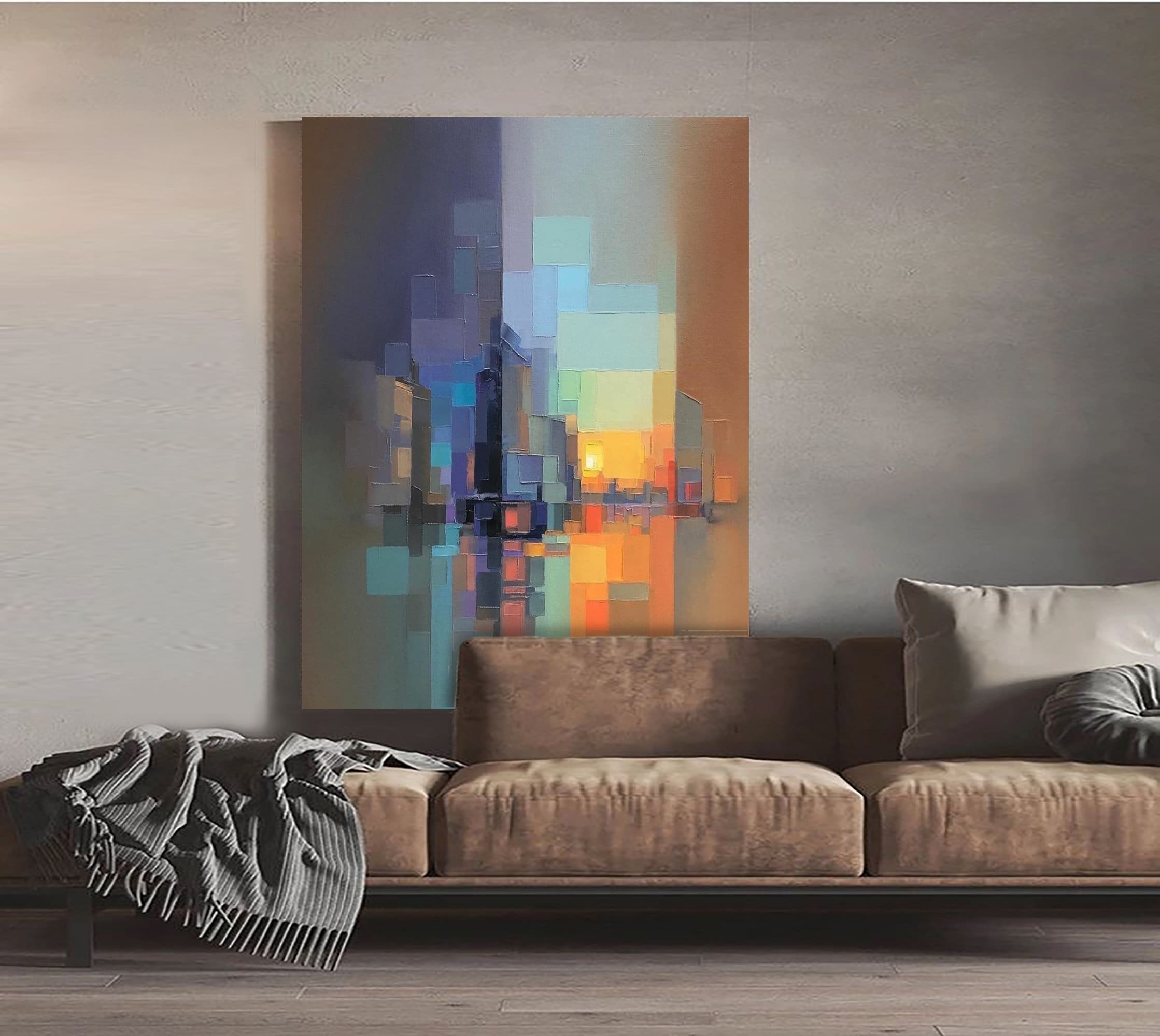 Large Color Abstract Painting Original Modern Color Wall Art Framed ...