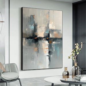 Large Neutral Abstract Painting on Canvas,textured Wall Art,modern ...