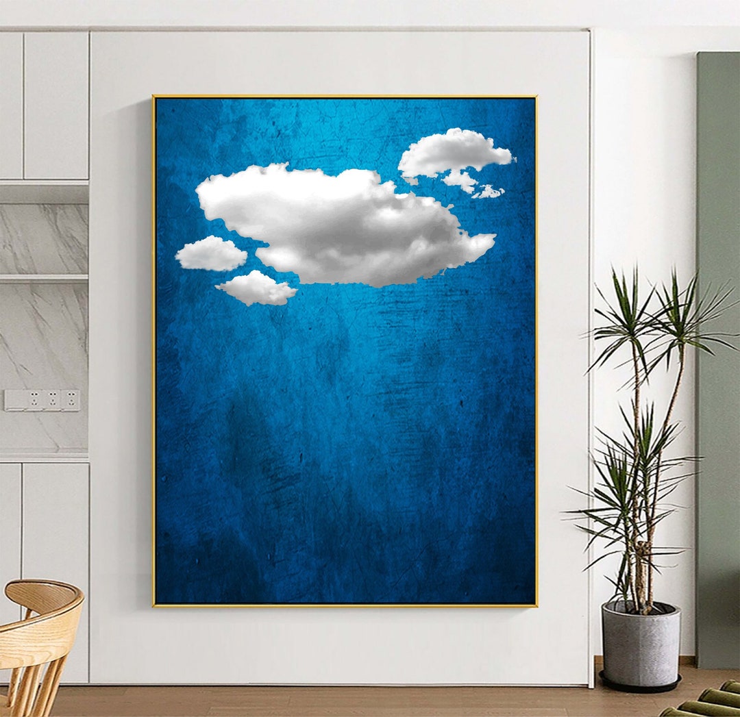 White Cloud Wall Art,blue Sky and White Cloud Abstract Painting ...