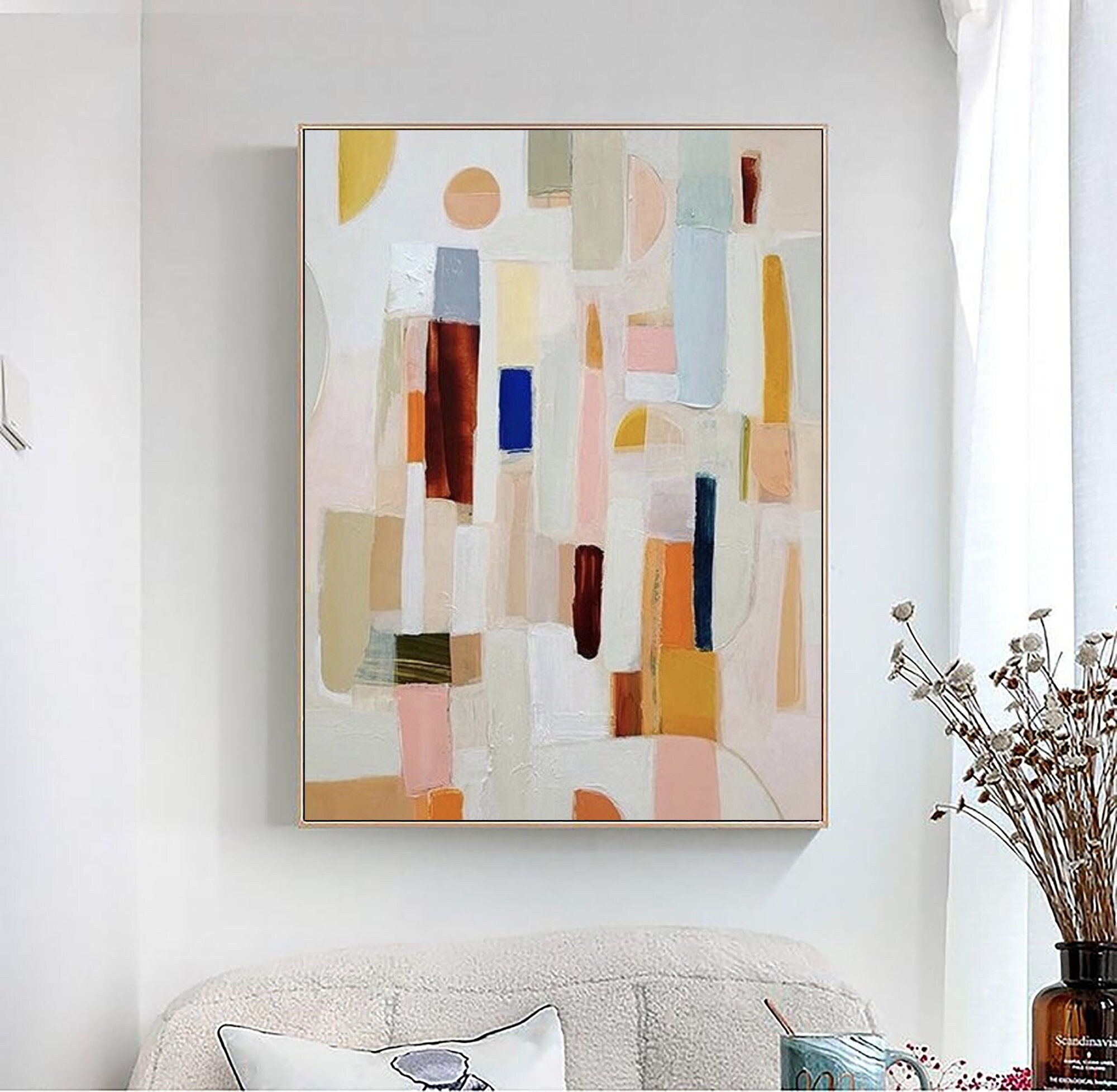 Neutral Color Abstract Painting Modern Palette Knife Painting Colorful ...