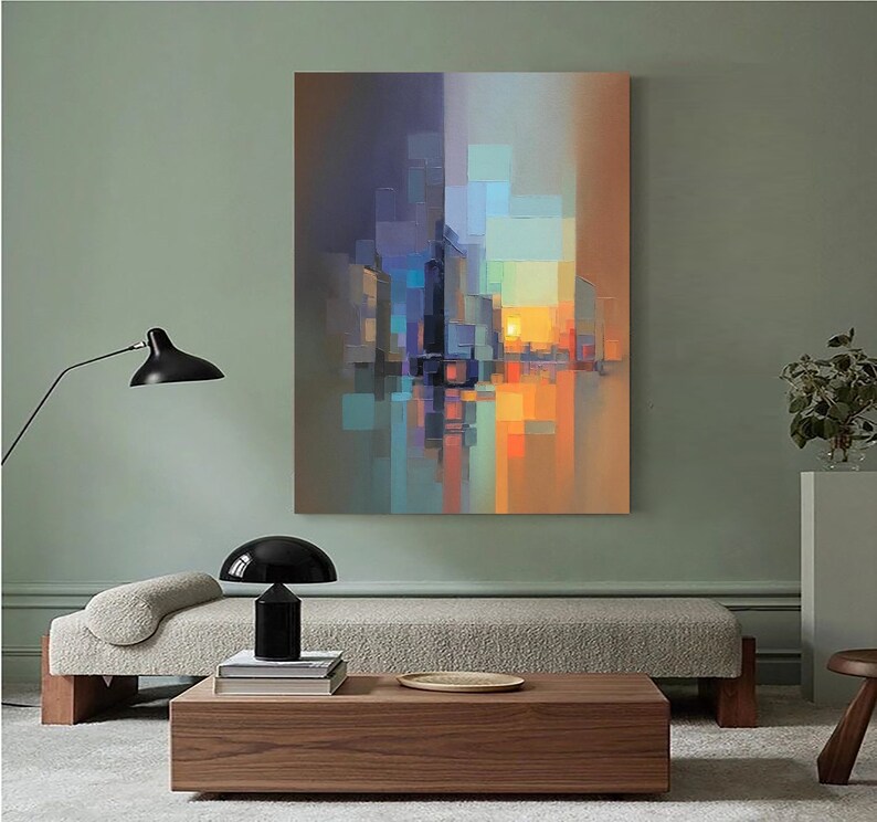 Large Color Abstract Painting Original Modern Color Wall Art Framed ...