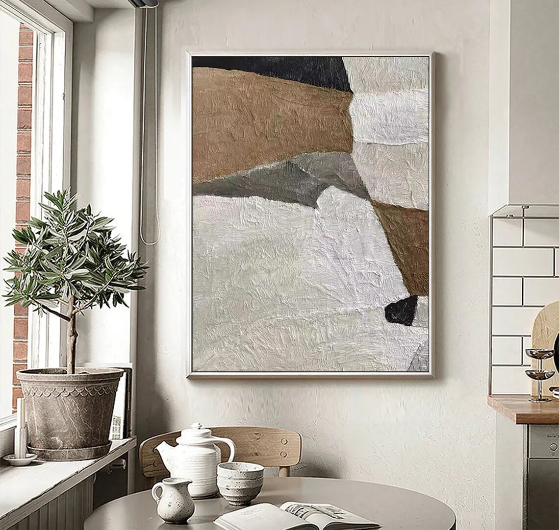 Boho Textured Wall Art Original White Brown Abstract Painting - Etsy