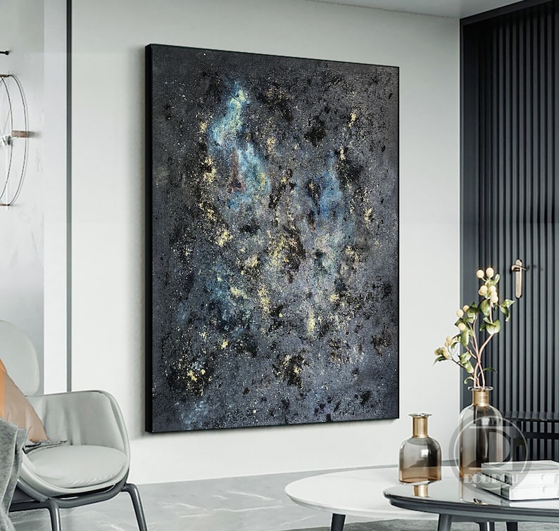 Large Starry Sky Abstract Painting on Canvas,galaxy Painting,textured ...