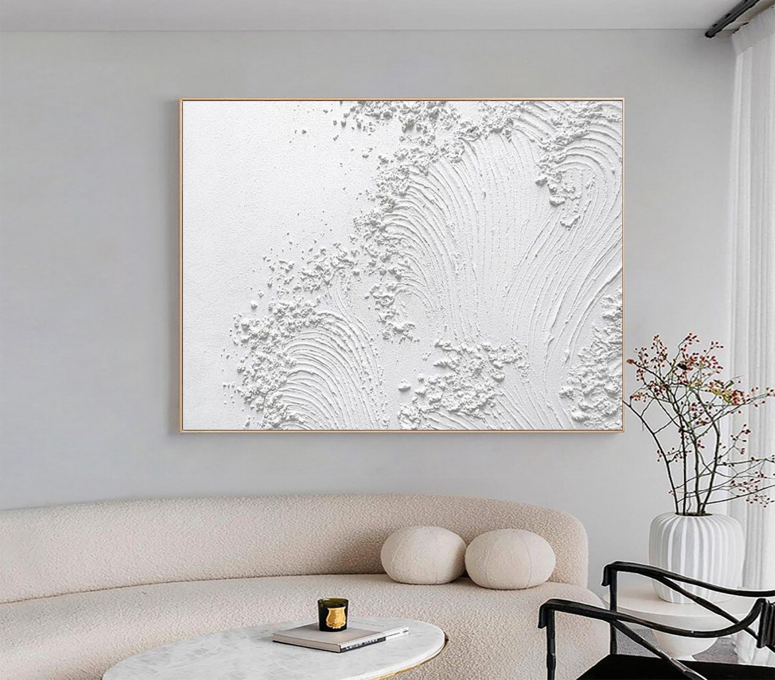 White 3d Textured Painting White Wall Art 3d Painting Large - Etsy