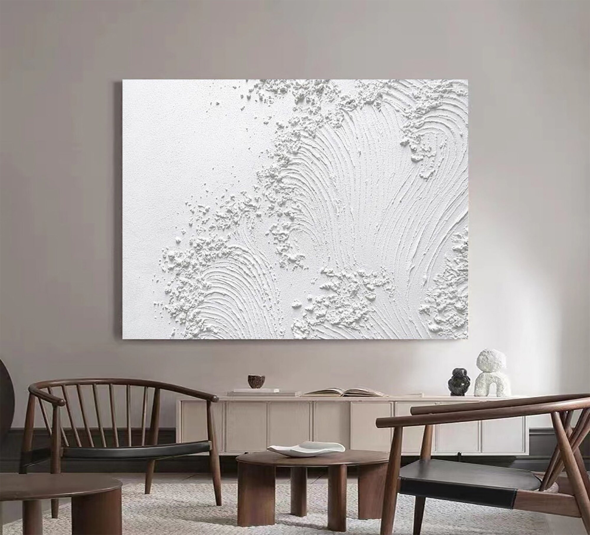 White 3d Textured Painting White Wall Art 3d Painting Large White Abstract Painting White ...