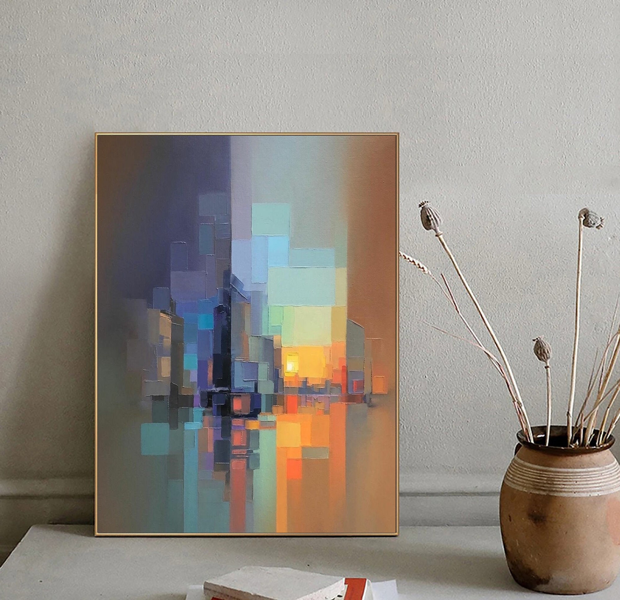 Large Color Abstract Painting Original Modern Color Wall Art Framed ...