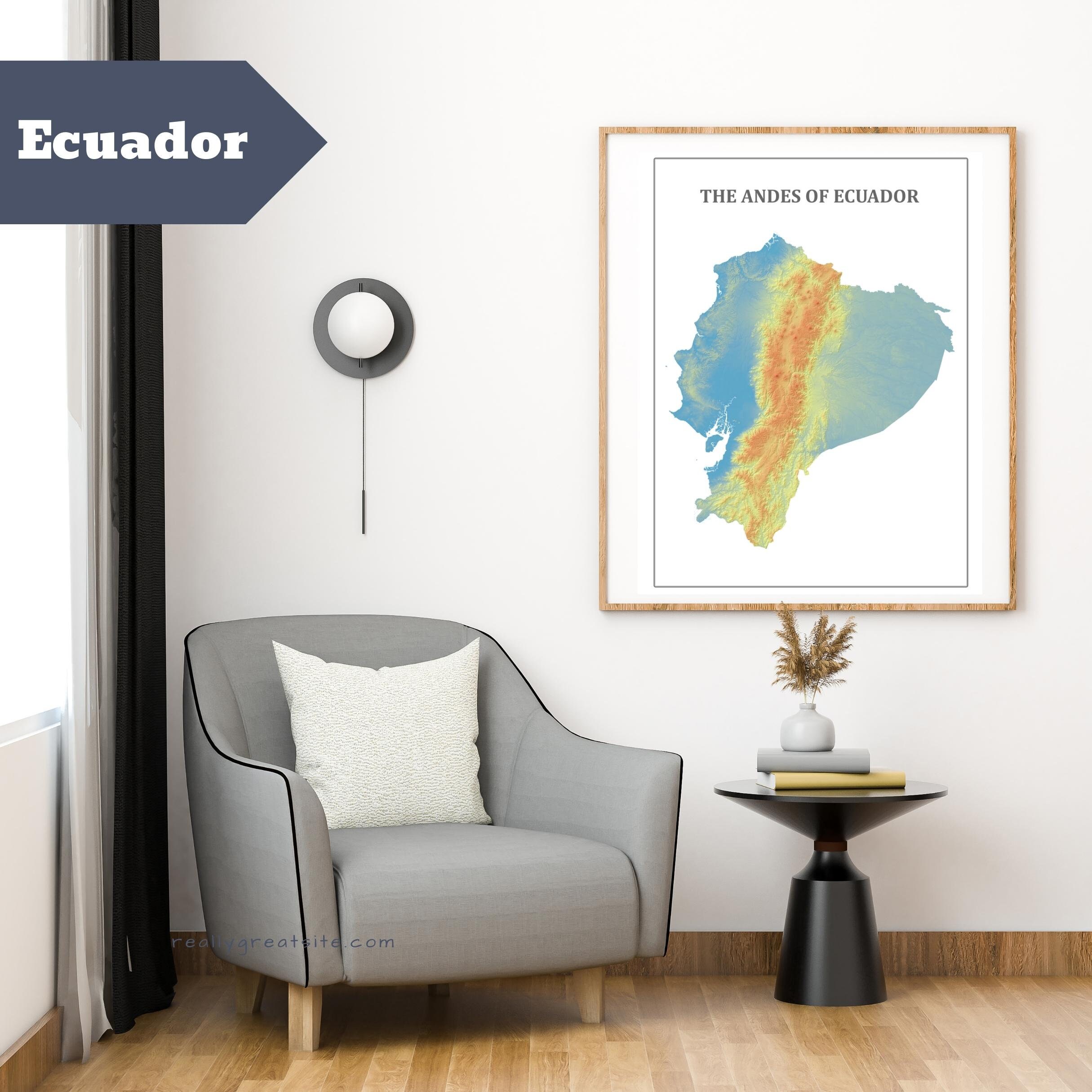 Ecuador Map, Relief Map, the Andes of Ecuador, Printable Ecuador Map ...