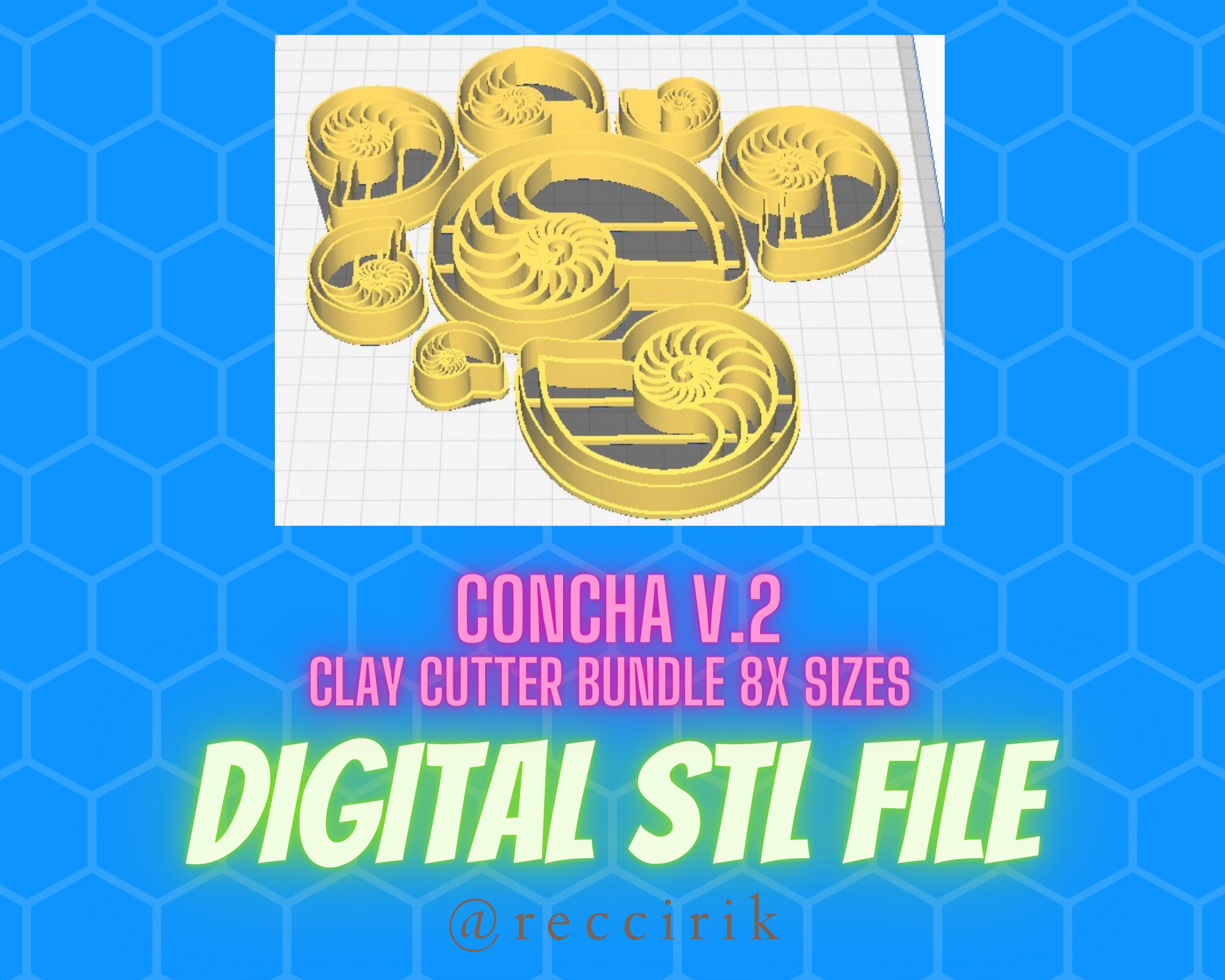 Concha V.2 Clay Cutter Bundle | 8x Sizes | Digital Downloadable STL ...
