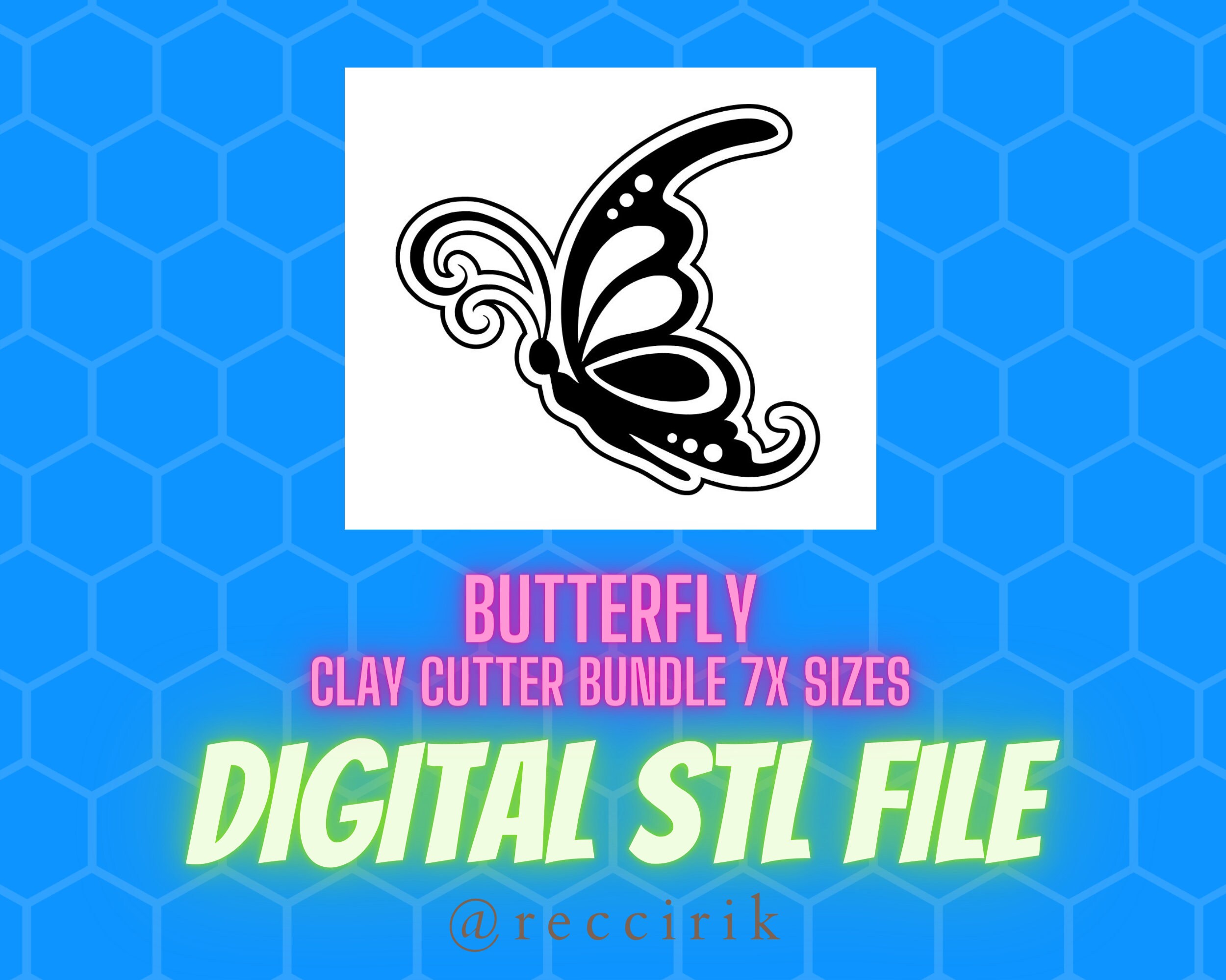 Butterfly Clay Cutter Bundle | 7x Sizes | Digital Downloadable STL File ...
