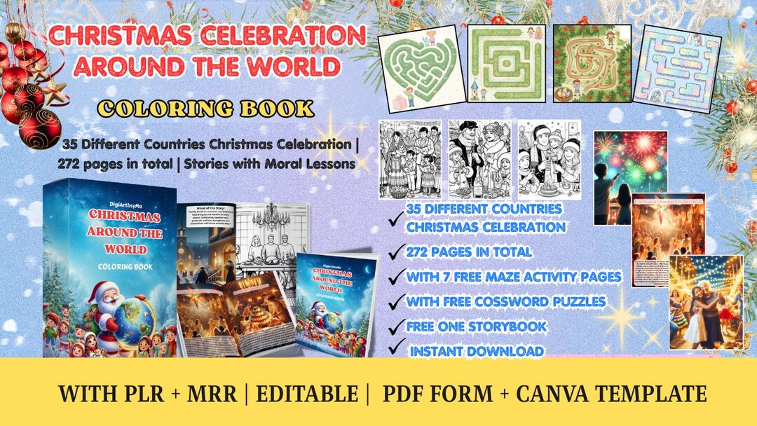 Christmas Around the World, Christmas Coloring Pages, PLR/MRR, 272-page ...