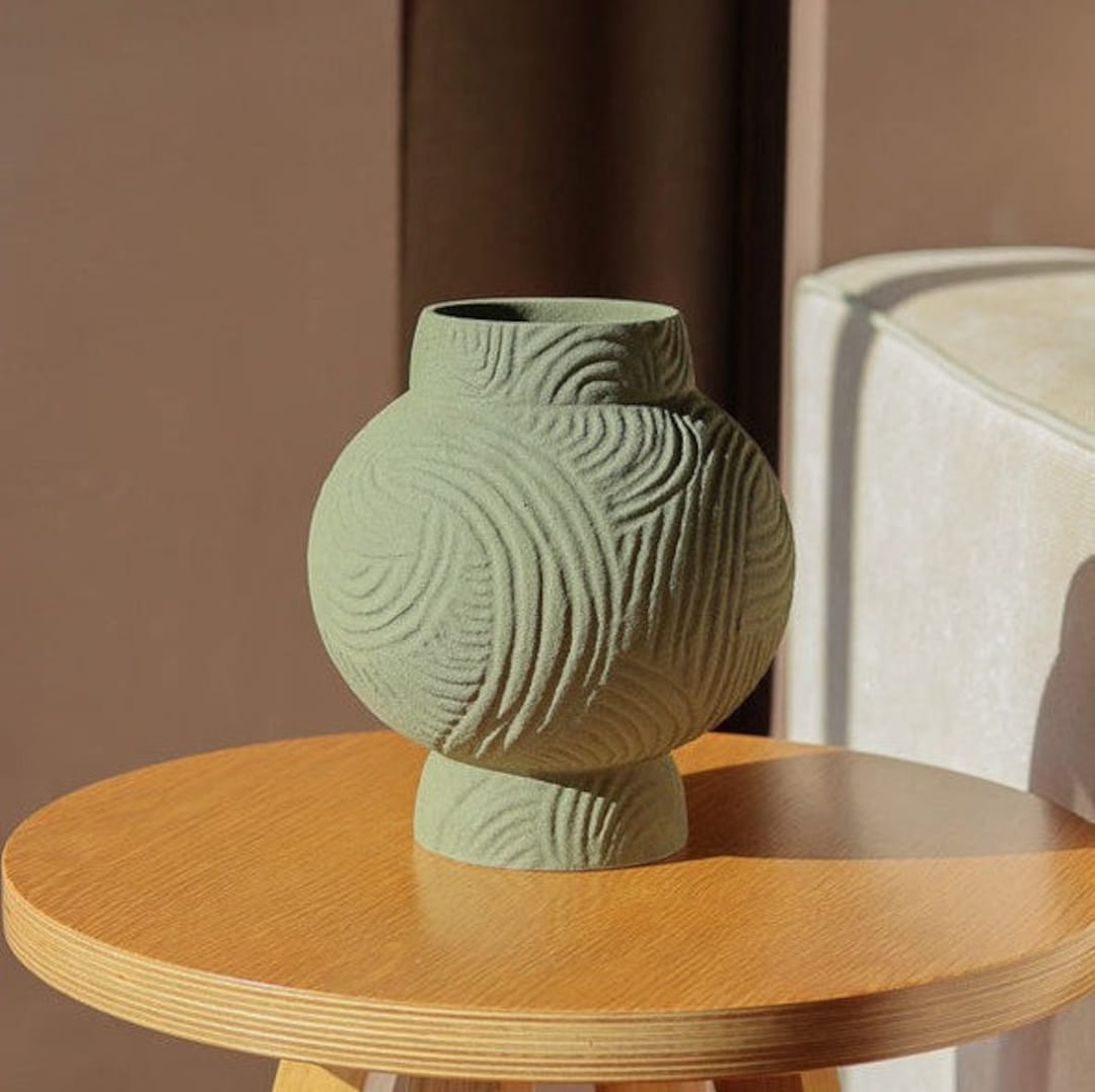 Athens Ceramic Vase Matt Olive Green - Etsy