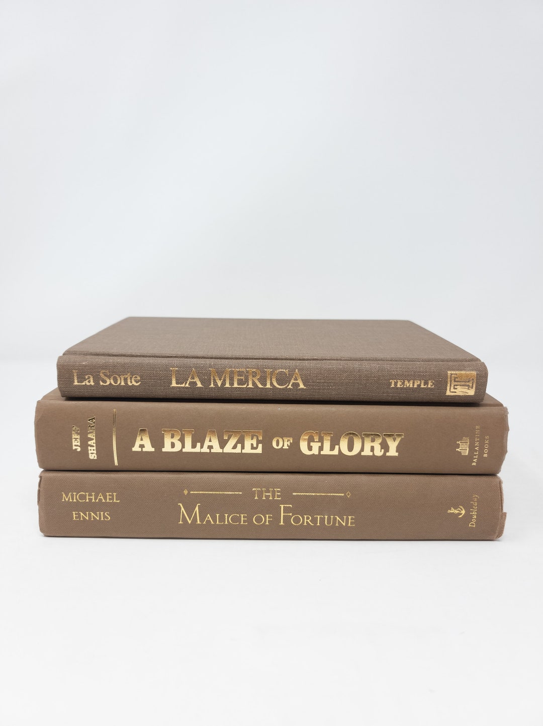 Brown Books set of 3 Hardcover Books, Home Decor, Bookshelf Decor, Book ...