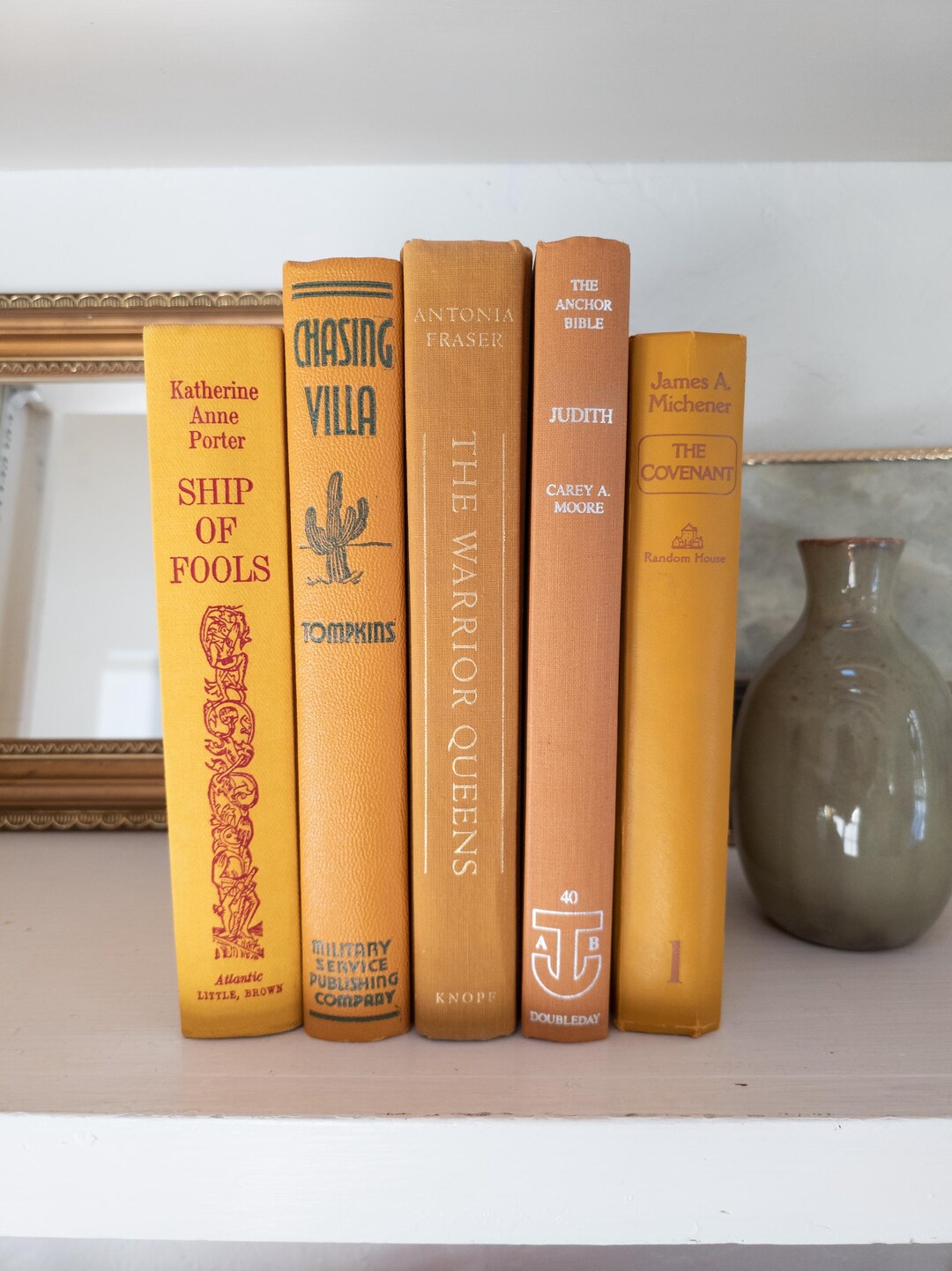 Yellow Vintage Book Bundle (set of 5)- Actual Books, Decorative Books ...
