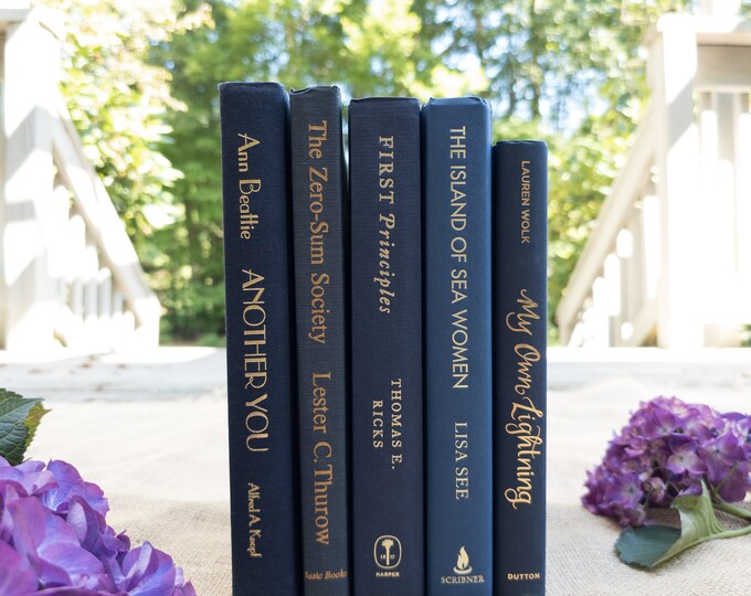 Blue Books (set of 5)- Hardcover Blue Books, Blue Bookshelf Home Decor ...