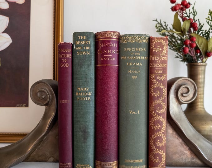 Vintage Red & Green Books - Christmas Decor Props - Etsy