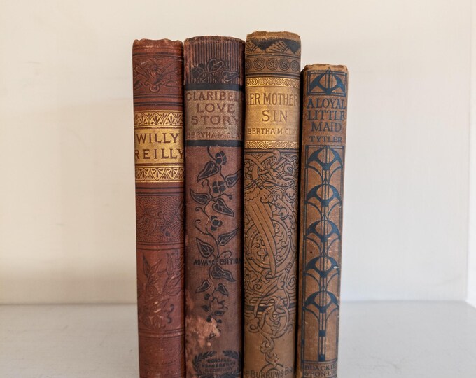 Ornate Brown Antique Book Bundle (bundle of 4)- Book Shelf Decor, Gold ...