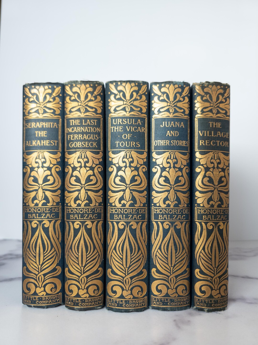 Honore De Balzac Books 1899-1900 Ornate Antique Book Set Blue and Gold ...