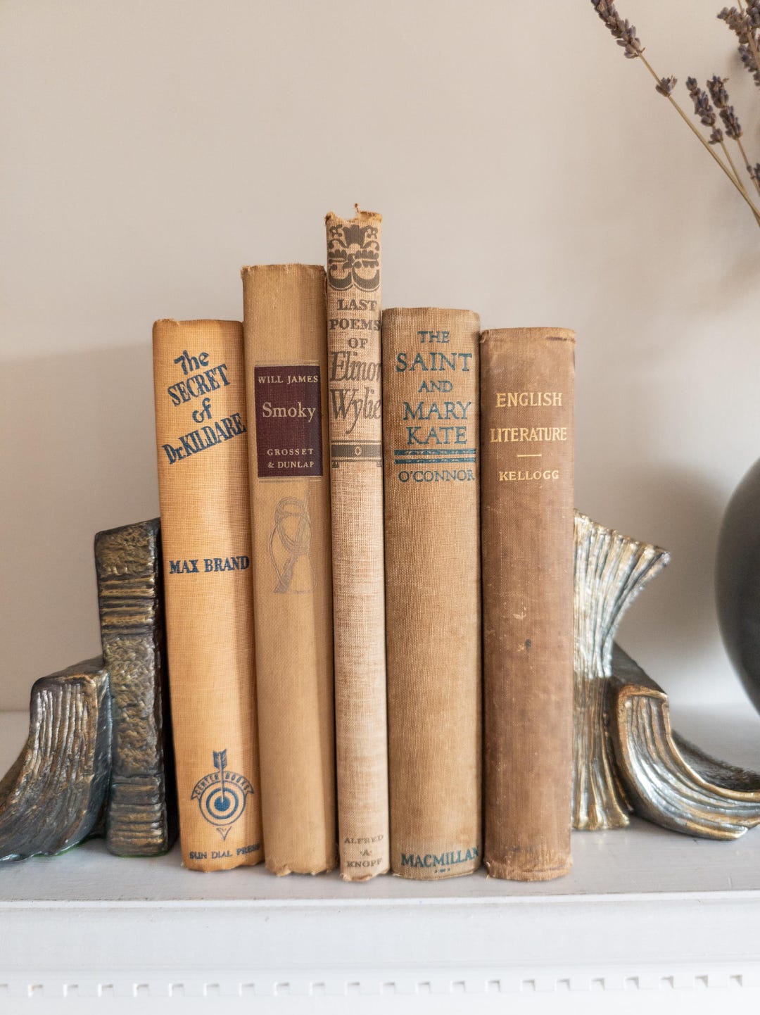 Tan Vintage Book Bundle set of 5 Home Decor, Bookshelf Decor, Book ...