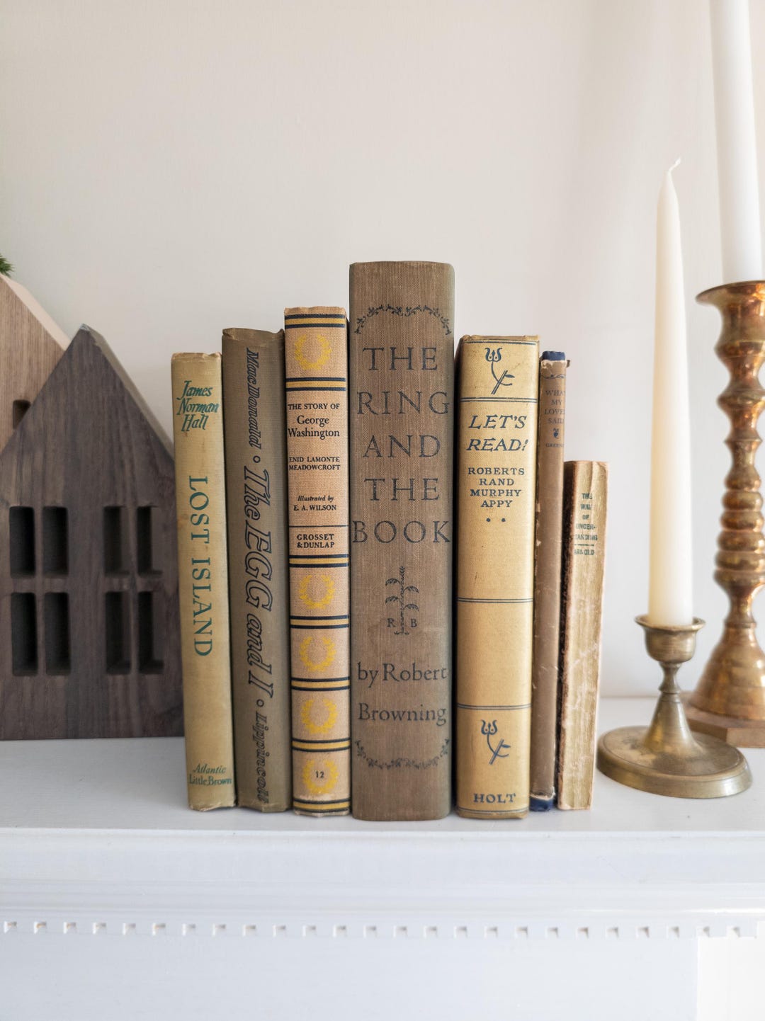 Tan and Gold Books (set of 7)- Vintage Faded Books, Vintage Home Decor ...