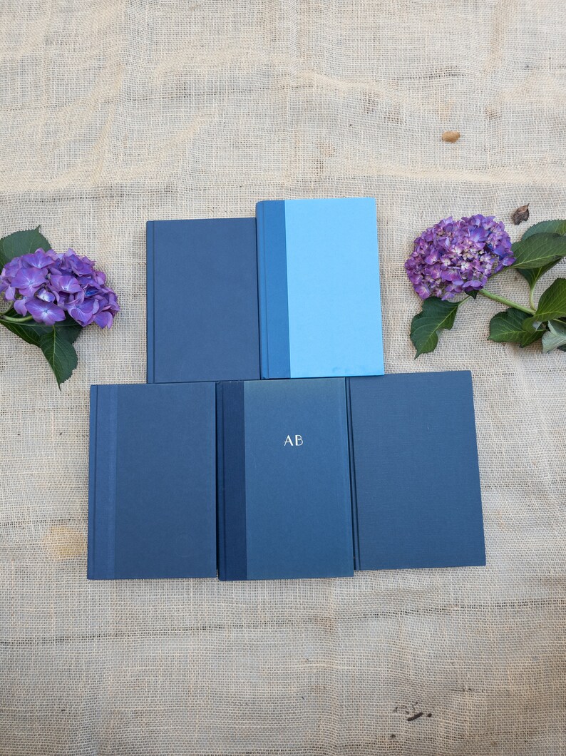 Blue Books set of 5 Hardcover Blue Books, Blue Bookshelf Home Decor ...