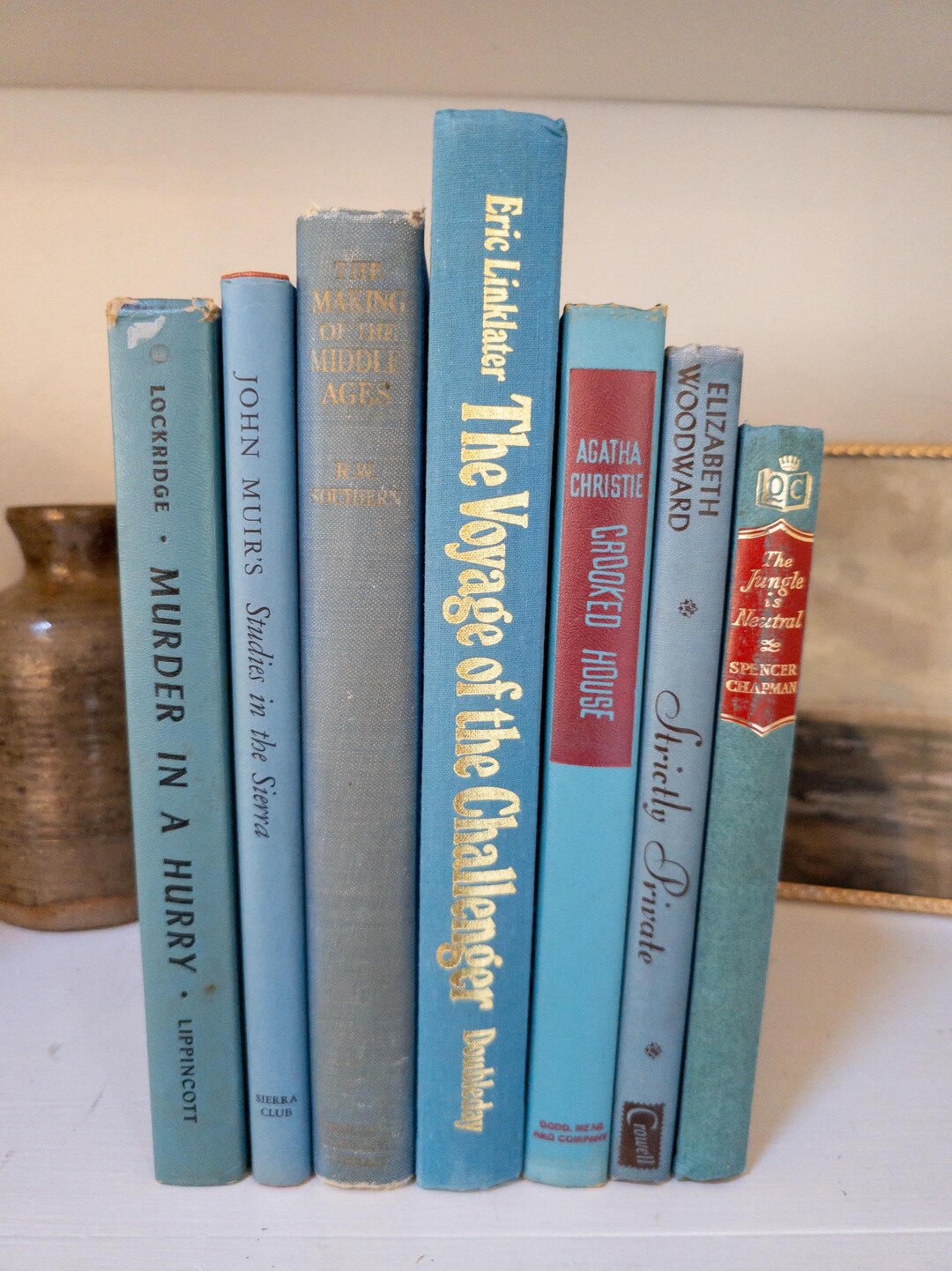 Light Blue Book Bundle set of 7 Book Shelf Decor, Unique Shelf Decor ...