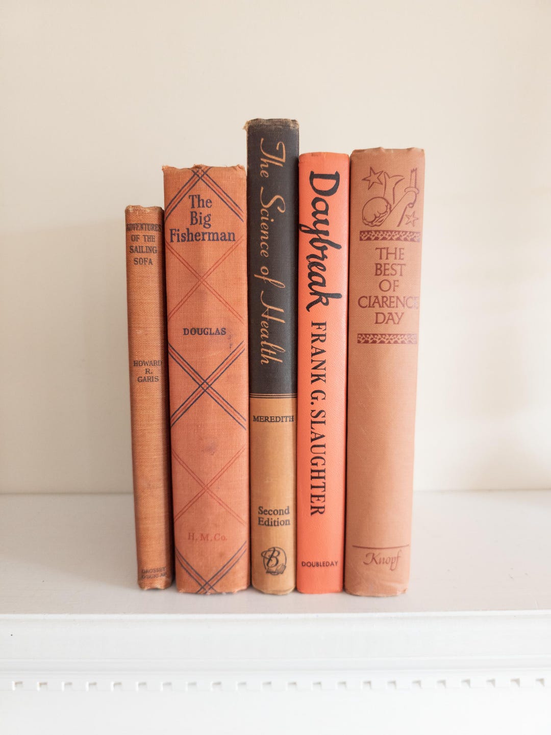 Vintage Pink & Orange Hardcover Books (set of 5)- Vintage Hardcover ...