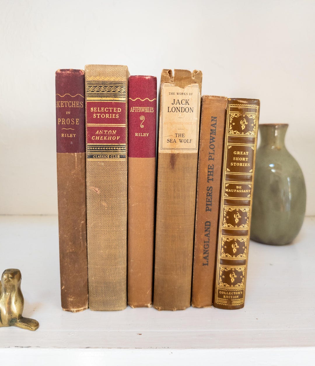 Vintage Faded Brown Hardcover Books set of 6 Vintage Hardcover Books ...