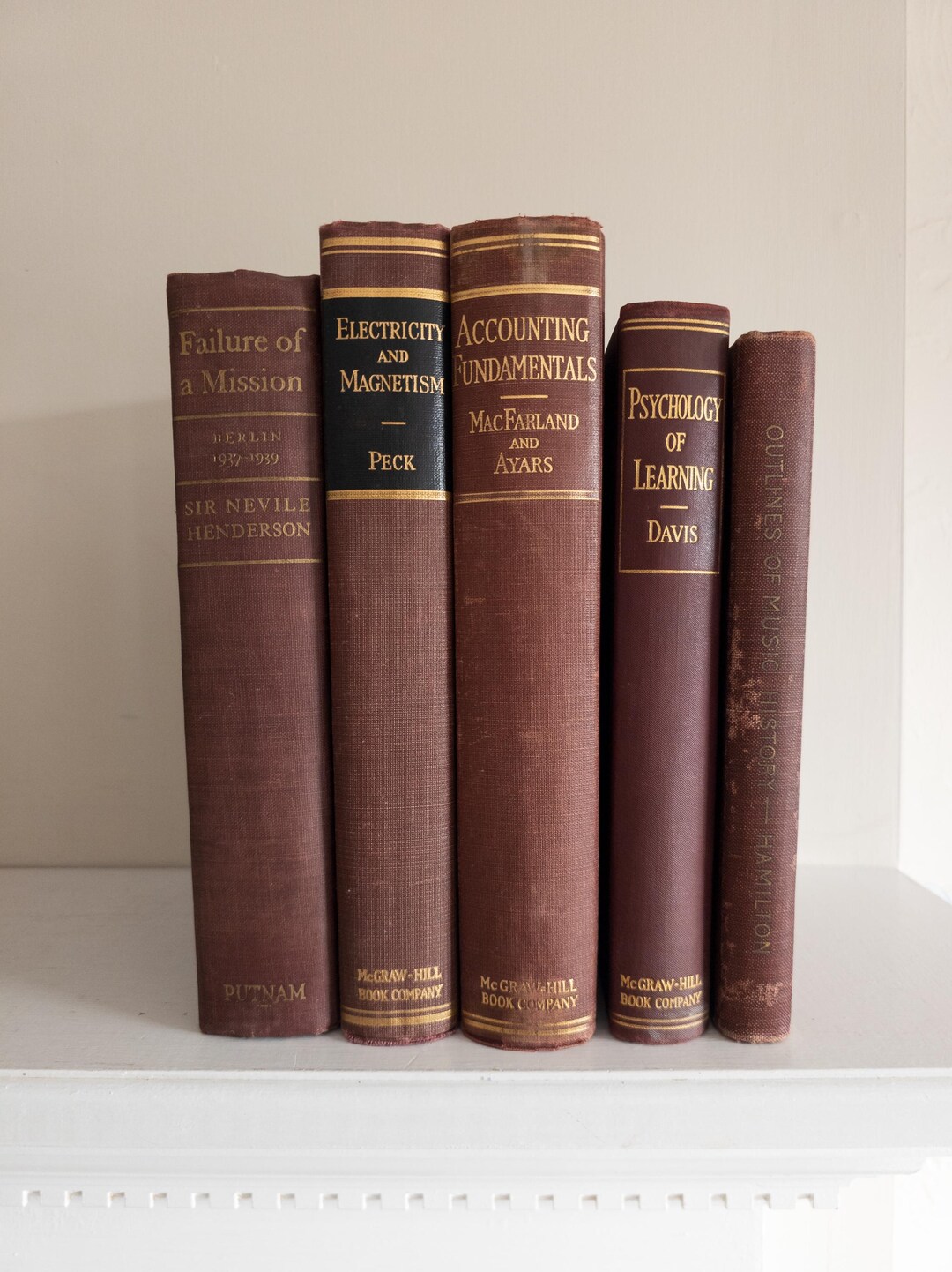Vintage Maroon Nonfiction Books Accounting, Electricity and Magnetism ...