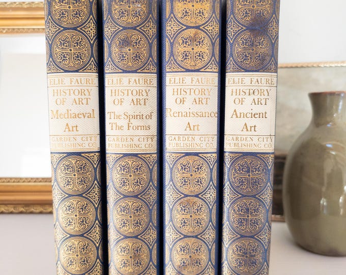 The History of Art Books (set of 4)- Book Shelf Decor, Gold Books, Dark ...