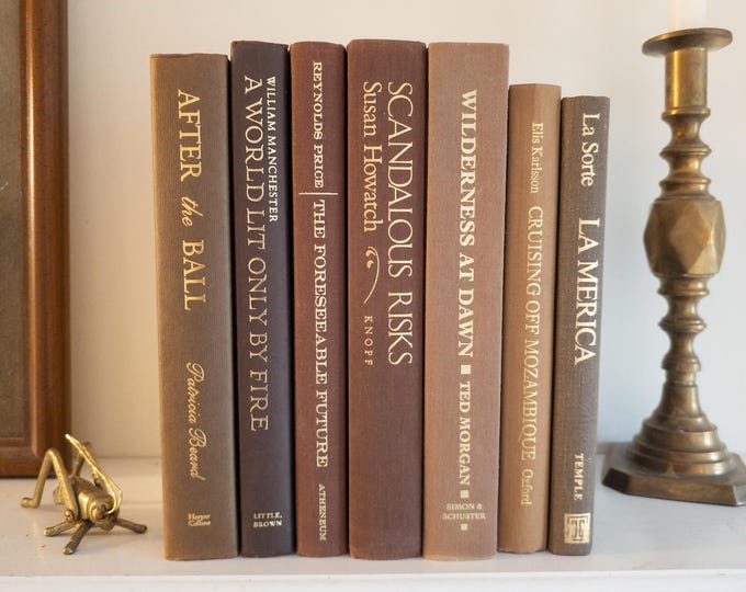 Brown Hardcover Books (set of 7)- Home Decor, Bookshelf Decor, Book ...