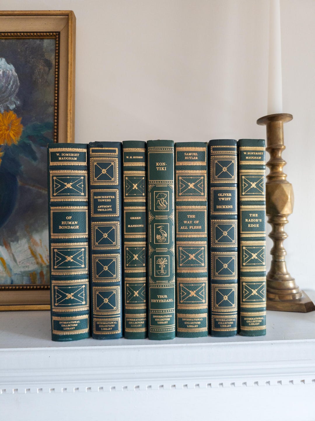Gilded Green and Gold Vintage Book Bundle (set of 7)- Book Shelf Decor ...