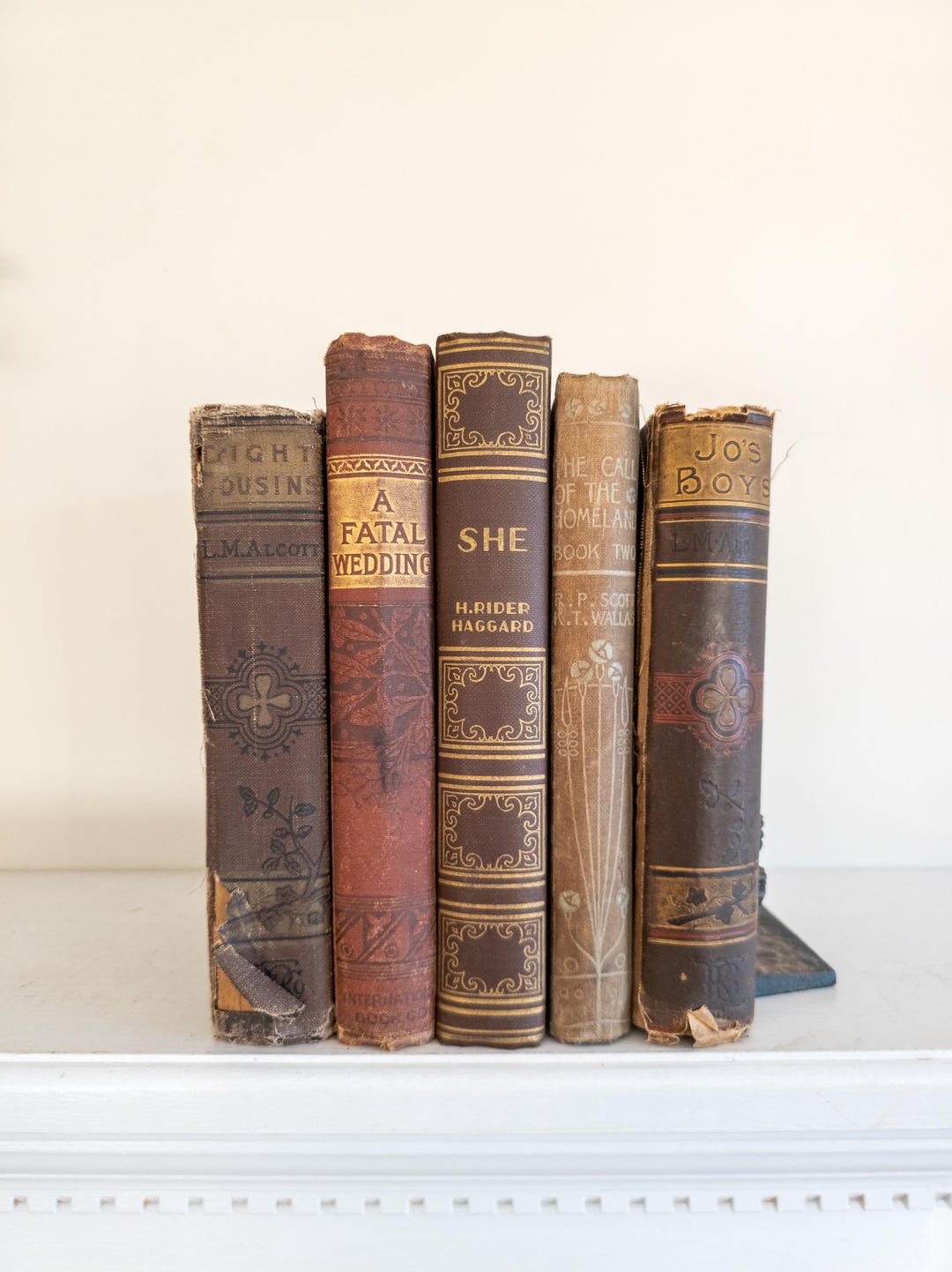 Ornate Brown Antique Book Bundle bundle of 5 Book Shelf Decor, Gold ...