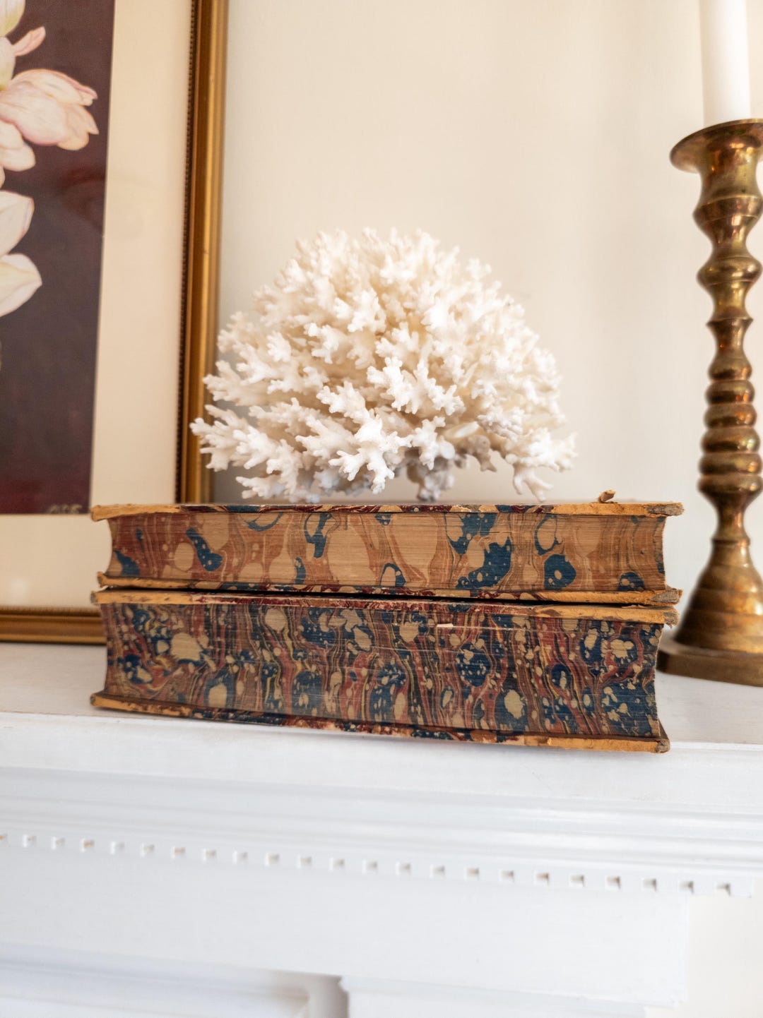 1860s Old Leather Books | Marble Pages - Etsy