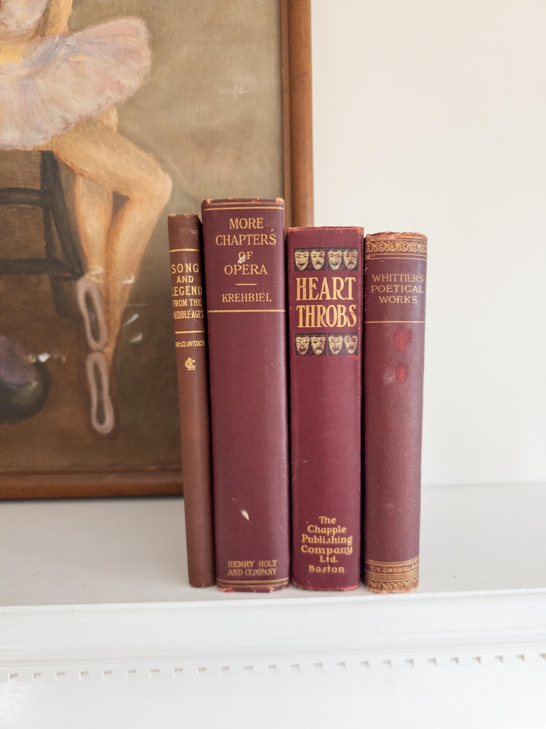 Red Antique Books (bundle of 4)- Vintage Hardcover Books, Vintage Home ...