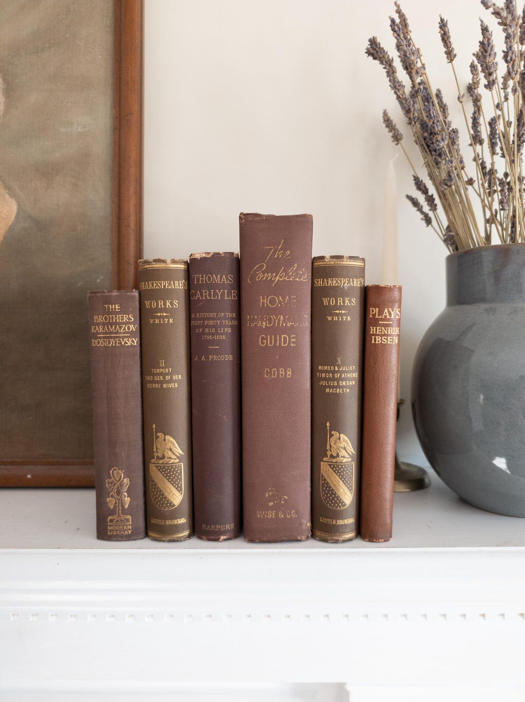 Vintage Faded Brown Hardcover Books set of 7 Vintage Hardcover Books ...