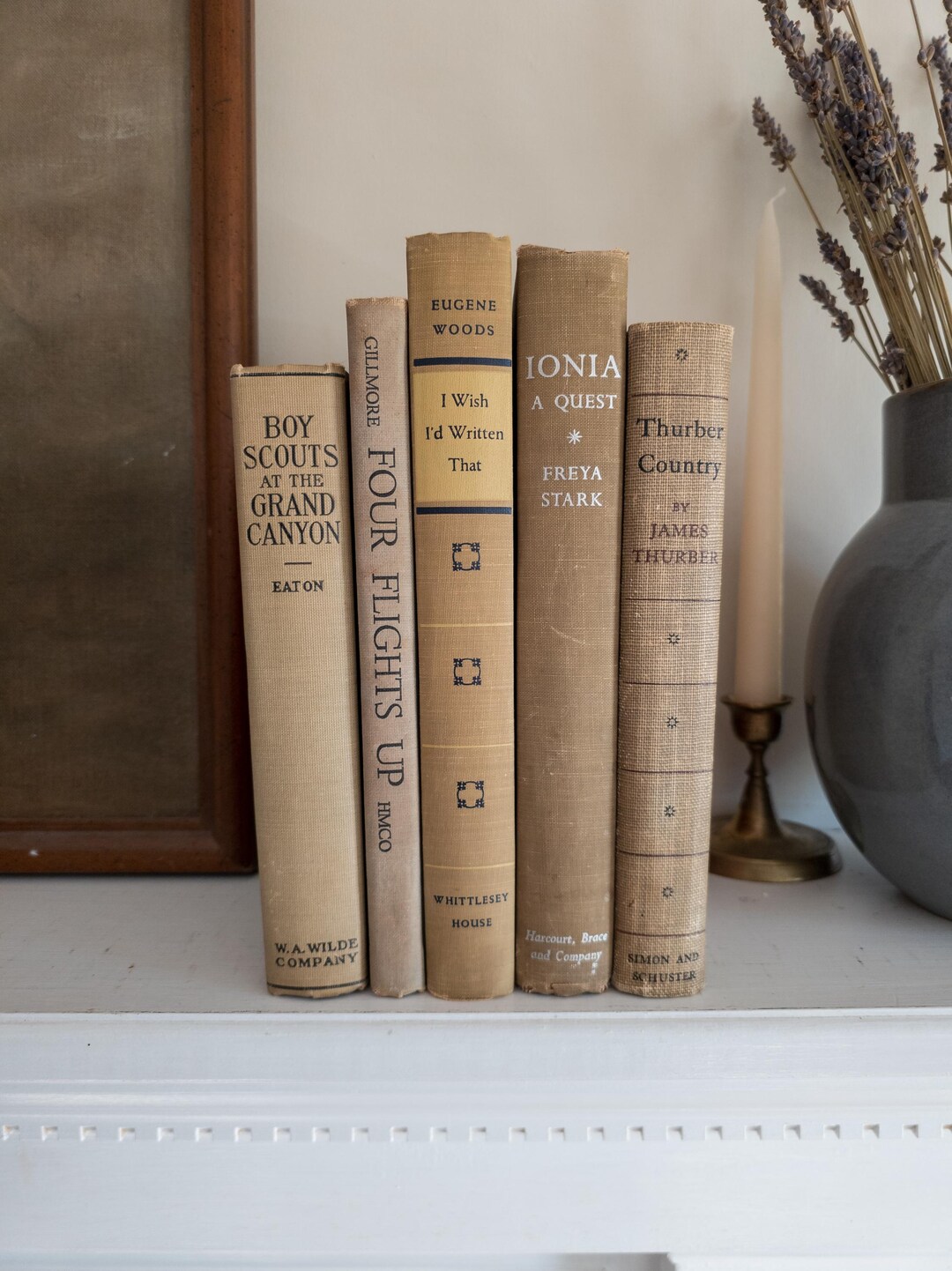 Tan Vintage Book Bundle set of 5 Home Decor, Bookshelf Decor, Book ...