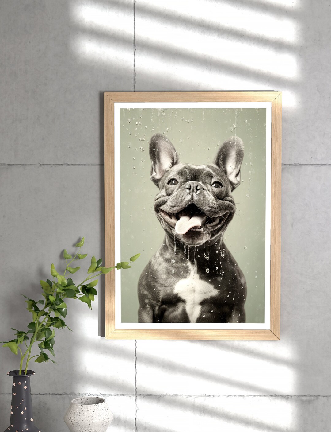 Olive Tones French Bulldog Shower Print - Digital Download - Etsy