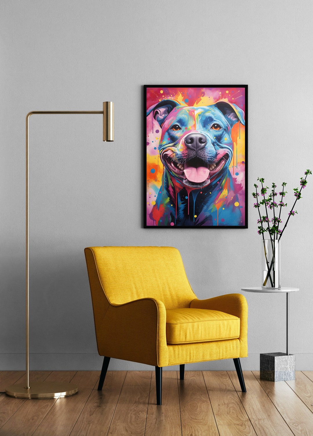 Splatter Bull 4 - Vibrant Painted Staffordshire Bull Terrier Digital ...