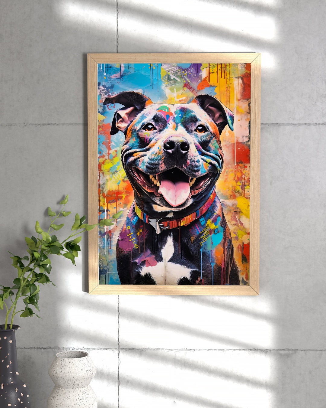 Splatter Bull 3 - Vibrant Painted Staffordshire Bull Terrier Digital ...