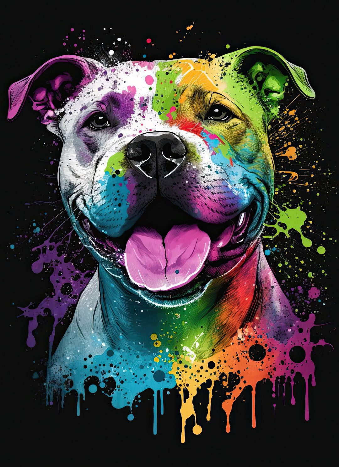 Splatter Bull Vibrant Painted Staffordshire Bull Terrier - Etsy UK