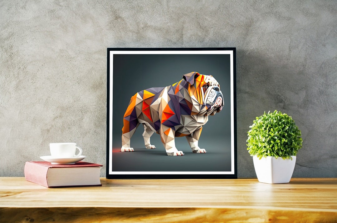 Geo-bull: A Bold and Bright Doggy Poster - Etsy