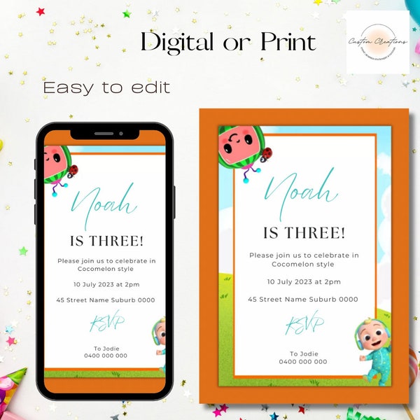 Cocomelon Invitation - Etsy