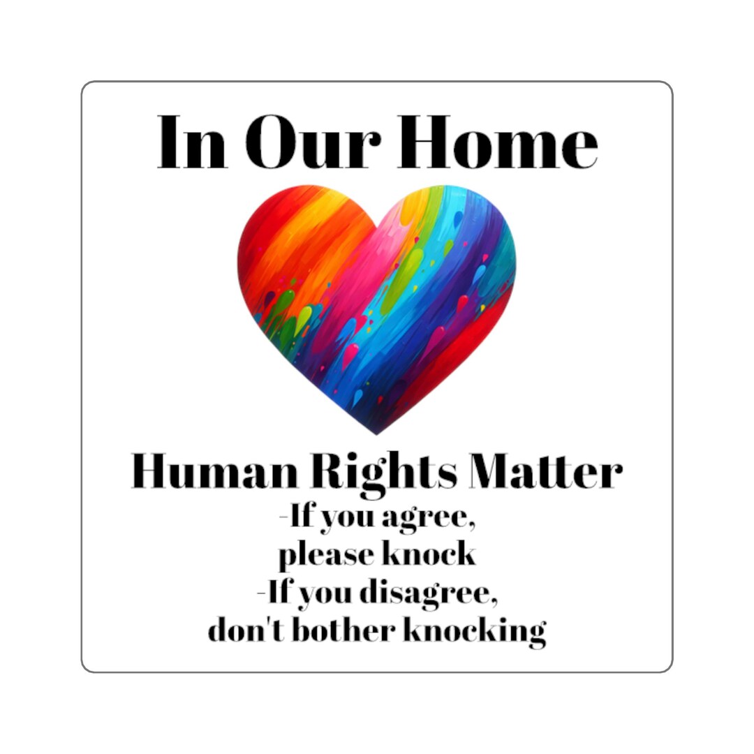 Rainbow Heart Human Rights Advocate Door Decal, Knock If You Agree ...