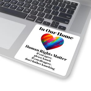 Rainbow Heart Human Rights Advocate Door Decal, Knock If You Agree ...
