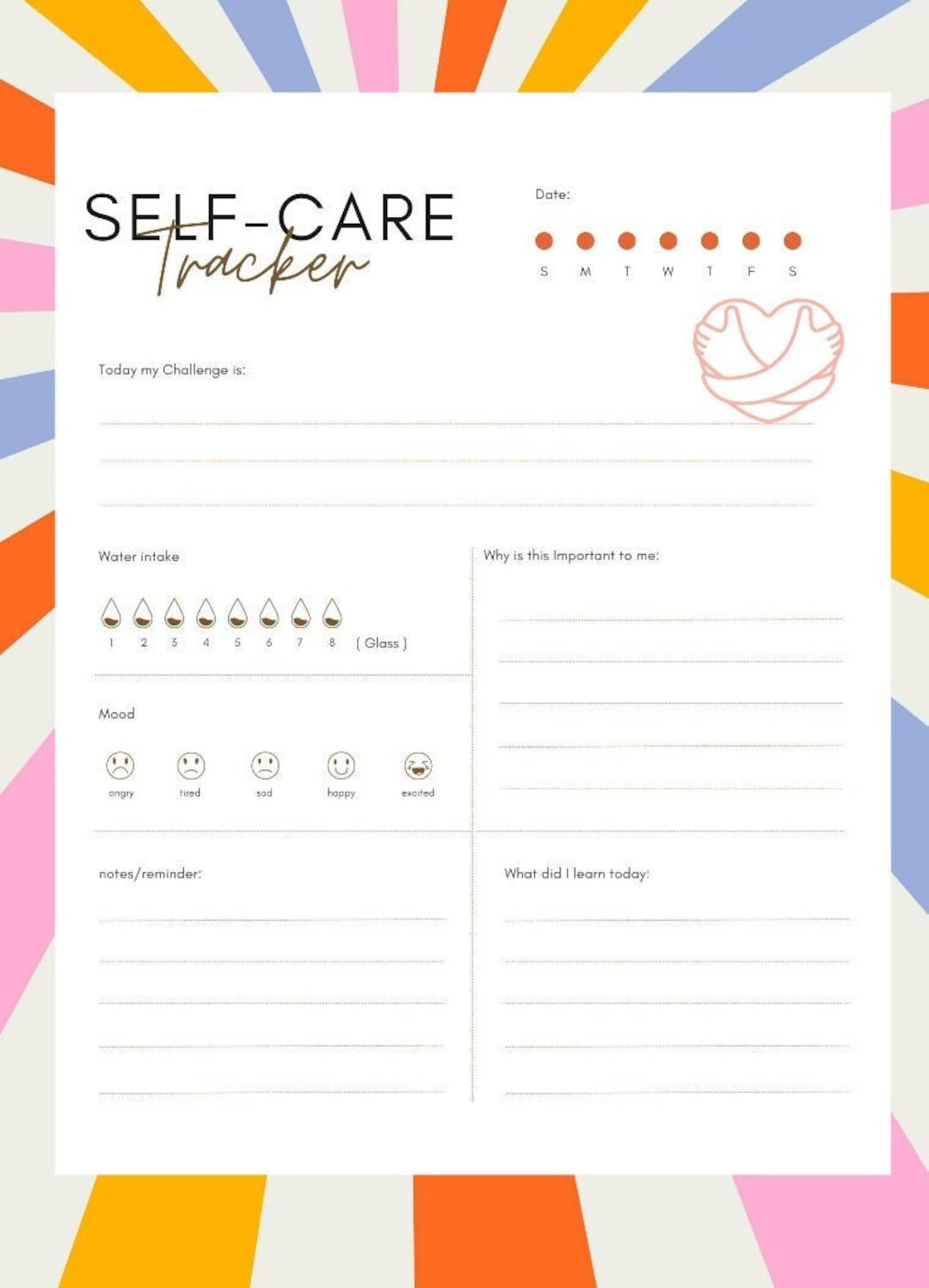 Self-care Tracker Self-care Journal Digital Daily Weekly - Etsy