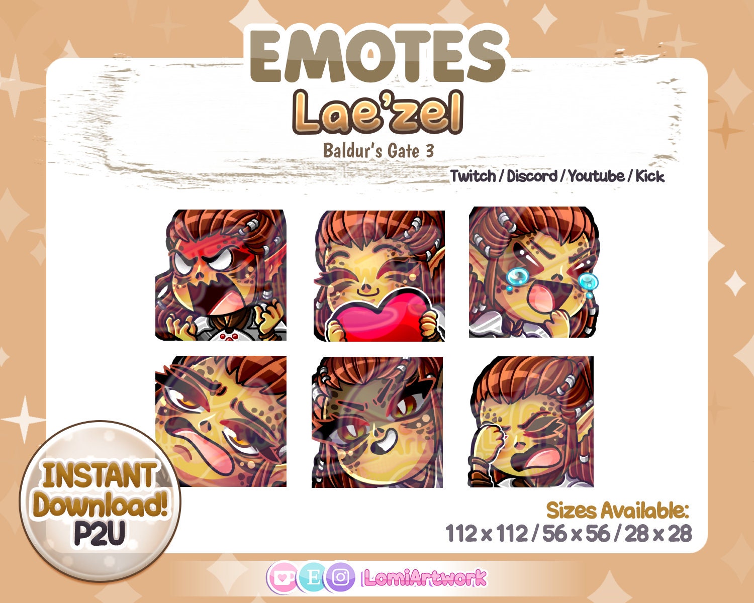 LAEZEL EMOTES - Baldur's Gate 3 - Twitch/discord/youtube/kick - 6 ...
