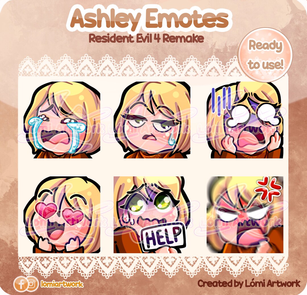 6 ASHLEY EMOTES Resident Evil 4 Remake Ready to Use Instant Download ...