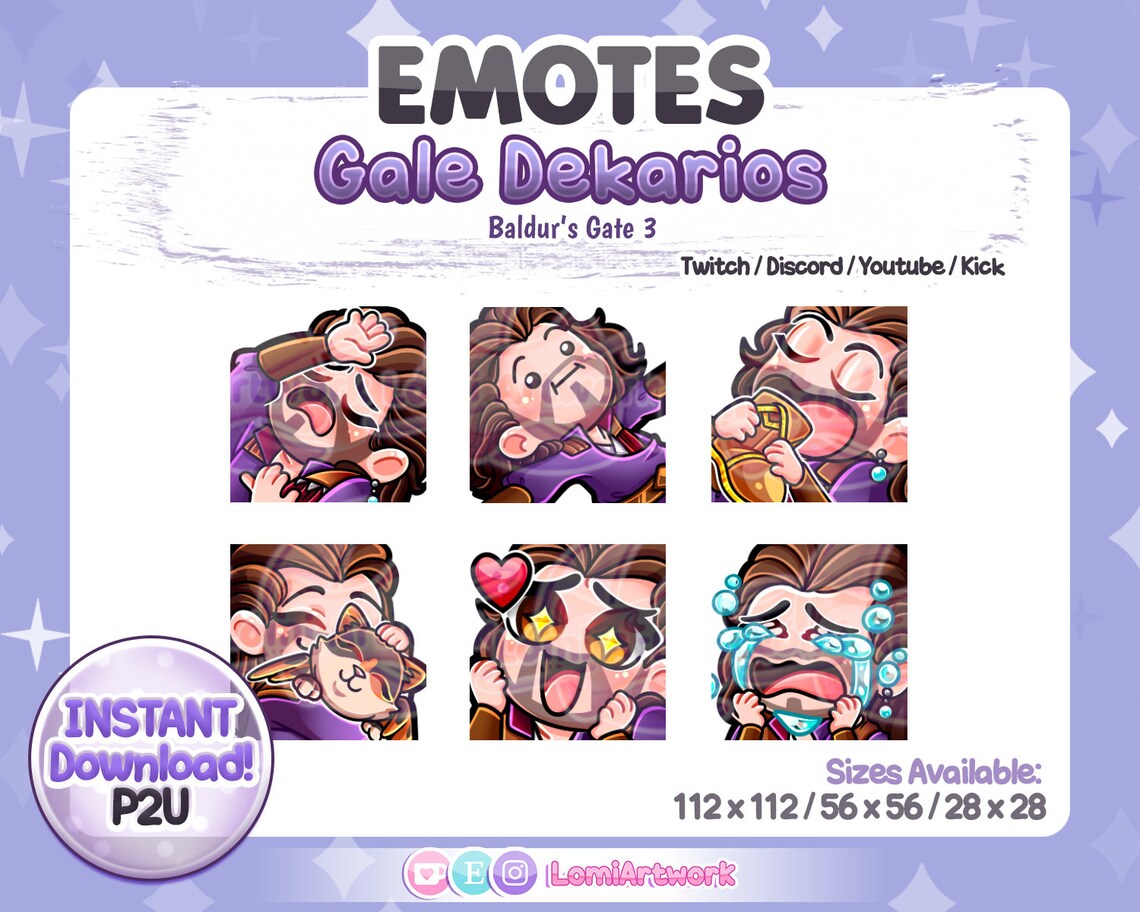 Gale Emotes: Baldur's Gate 3 Chibi Emotes for Twitch/discord (instant ...